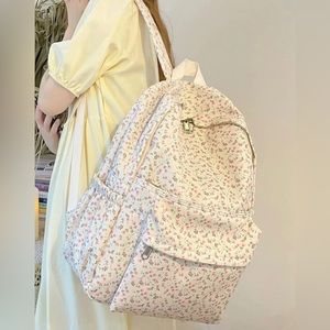 Bags | White Floral Large Backpack | Poshmark
